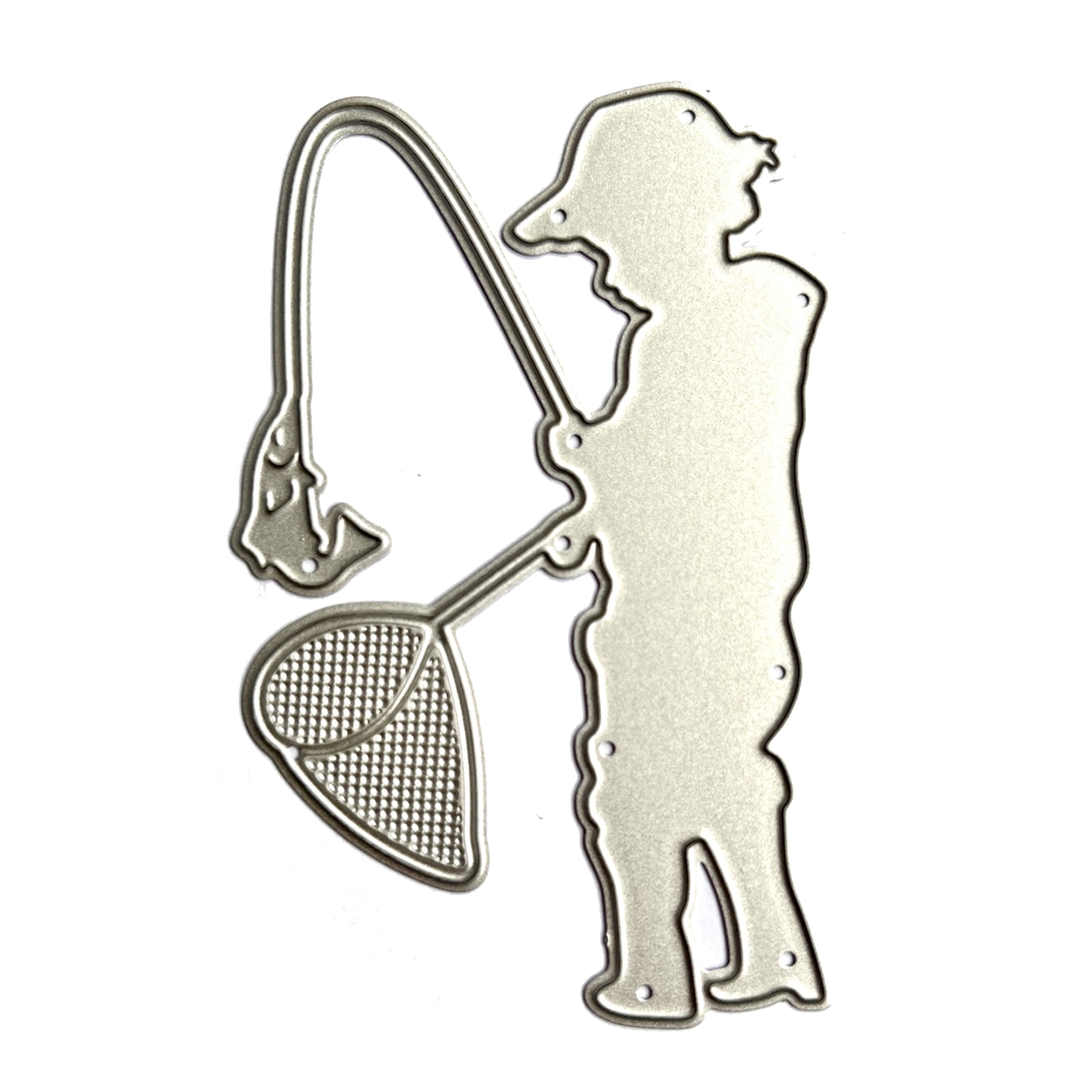 Fishing Fish Cutting Dies Fishing Man Metal Die Cuts Stencil Template ...