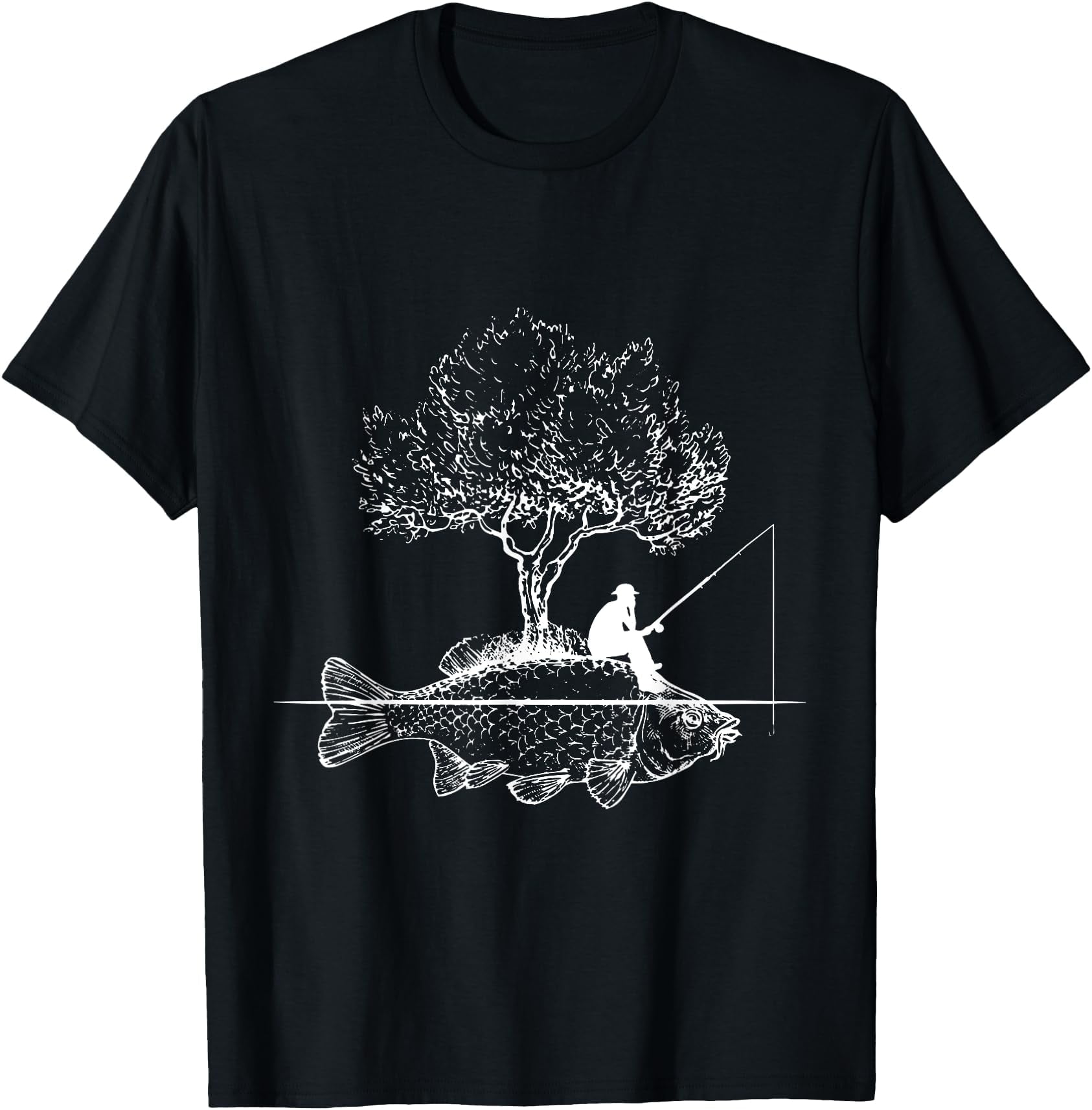 Fishing Fish Island Surreal Carp Angler Softstyle Unisex T-Shirt Men ...