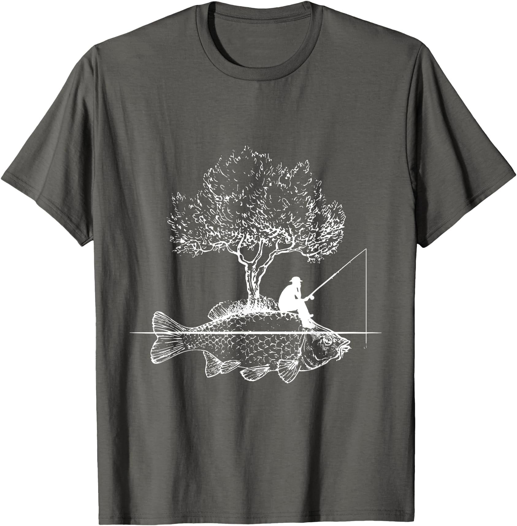 Fishing Fish Island Surreal Carp Angler Softstyle Unisex T-Shirt Men ...