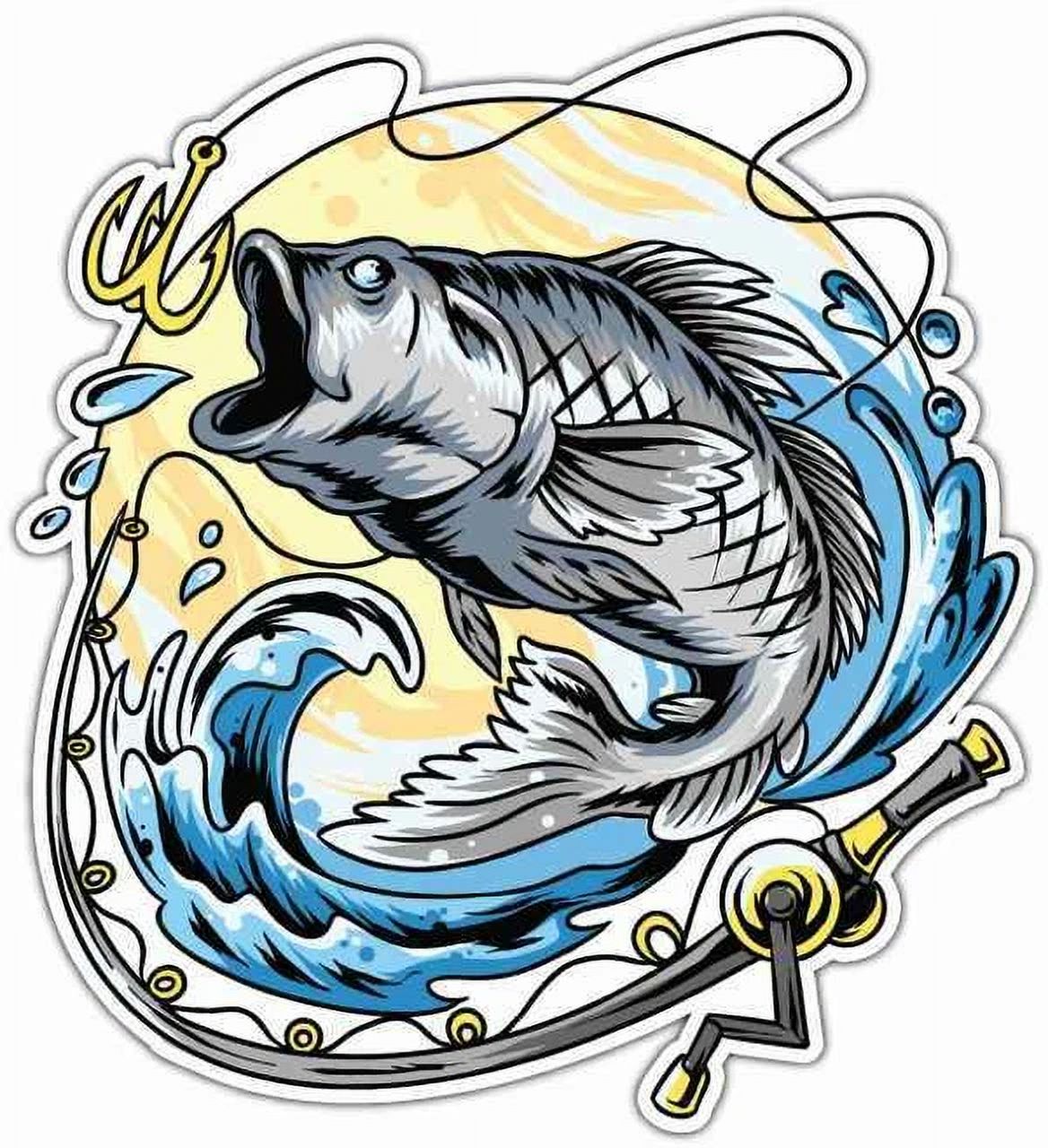 Fishing Fisherman Fish Hook Spinning Rod Car Stickerphone Decal Water ...