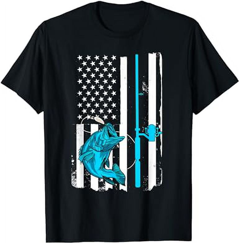 Fishing Fisherman Independence Day Patriotic Fisher USA Flag T-Shirt ...