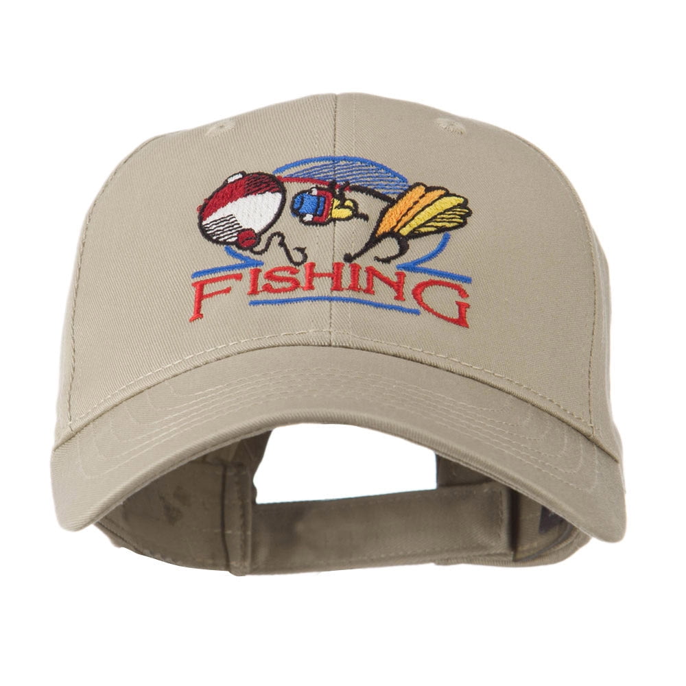 Fishing Fly and Bobber Embroidered Cap - Khaki OSFM - Walmart.com