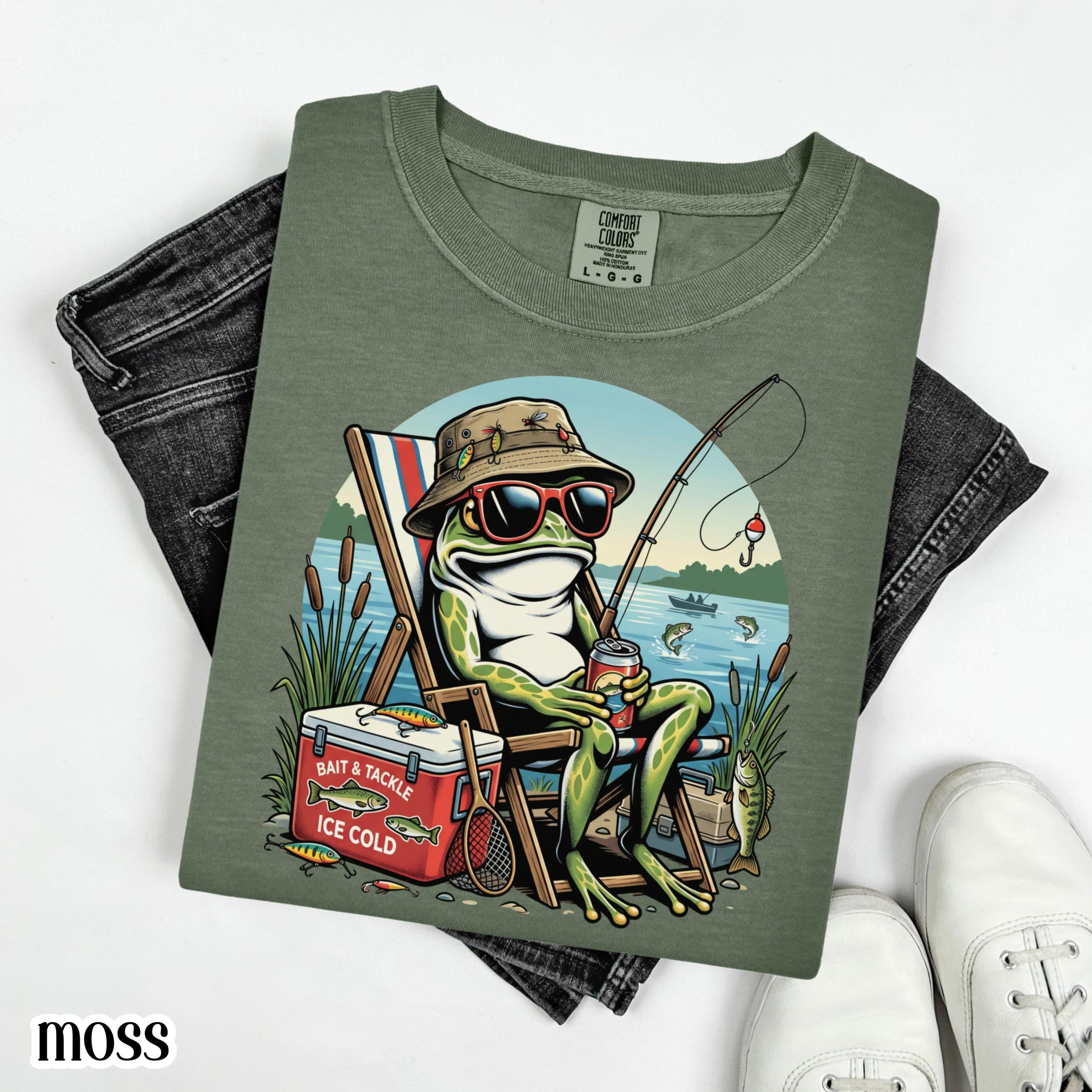 Fishing Frog Shirt Mens Beer Tackle Box Fish Tshirt I'd Rather Be ...