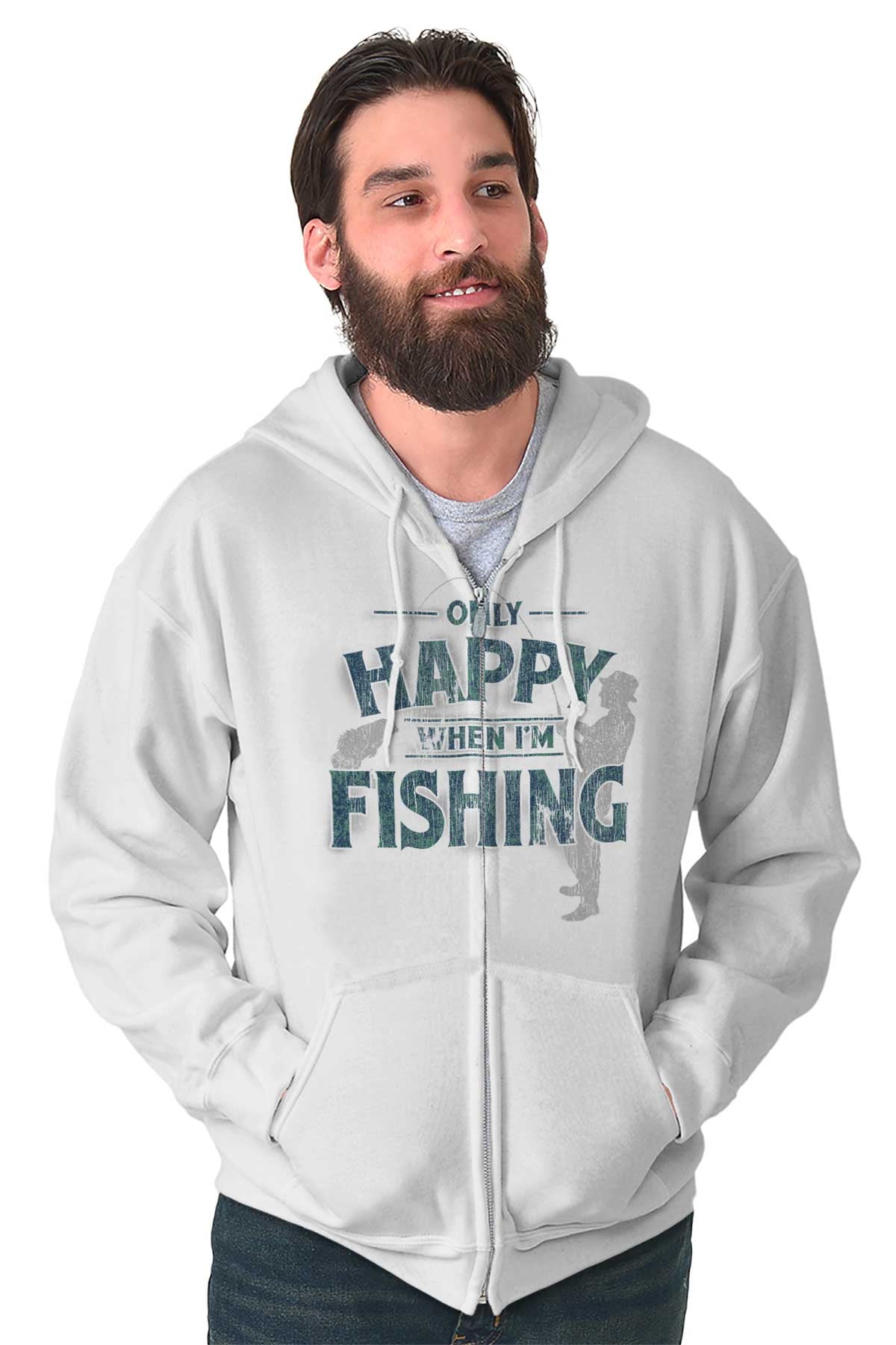 Fishing Funny Happy Angler Fishermens Zip Hoodie Sweatshirt Men Brisco ...