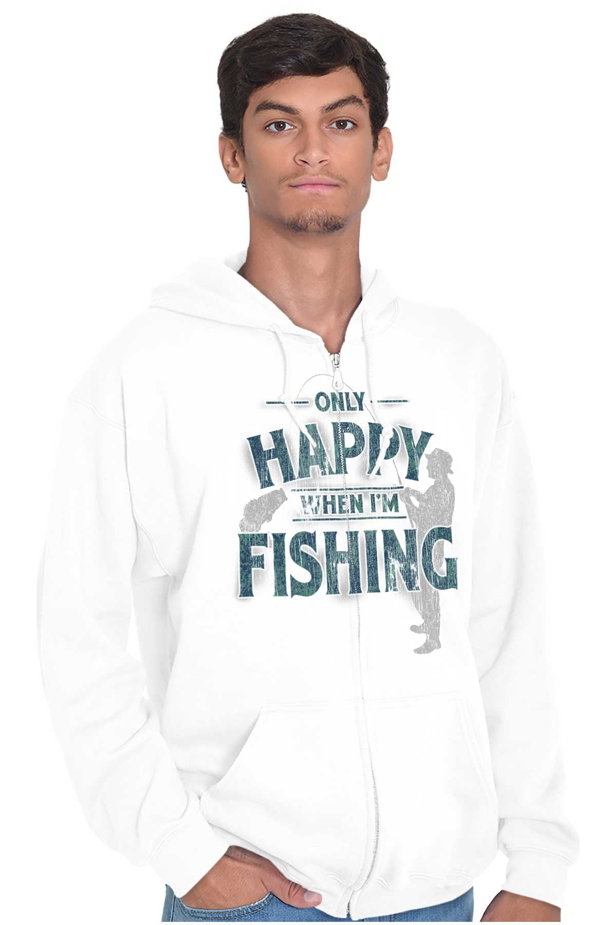 Fishing Funny Happy Angler Fishermens Zip Hoodie Sweatshirt Men Brisco ...