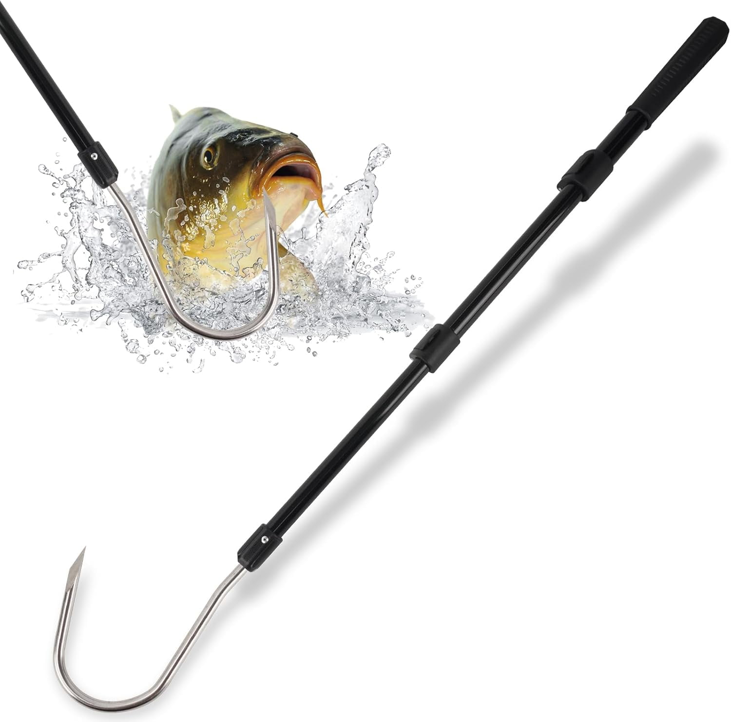 Fishing Gaff Spear Hook Stick with Stainless Gig Hook, Telescopic ...