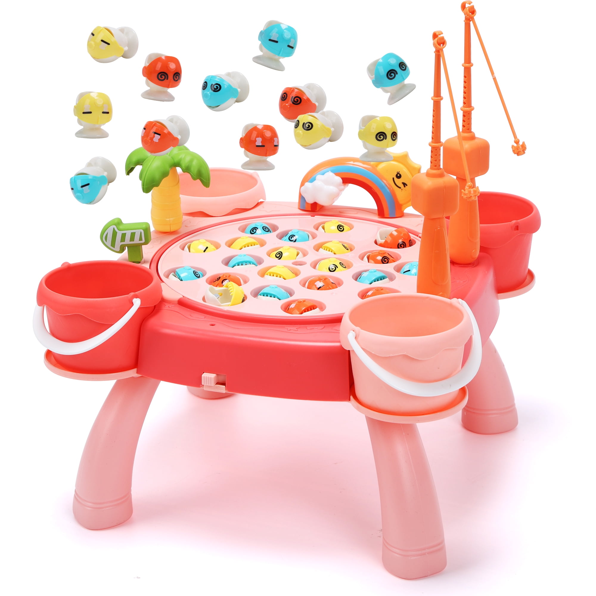 EagleStone Fishing Toy Set – 31 Fish, 2 Poles, Rotating Board with ...