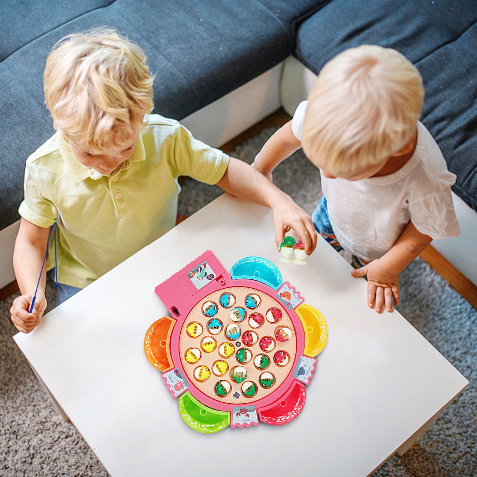 Fishing Game Set, 15/24 Magnetic Fish, 4 Fishing Poles, Motorized ...