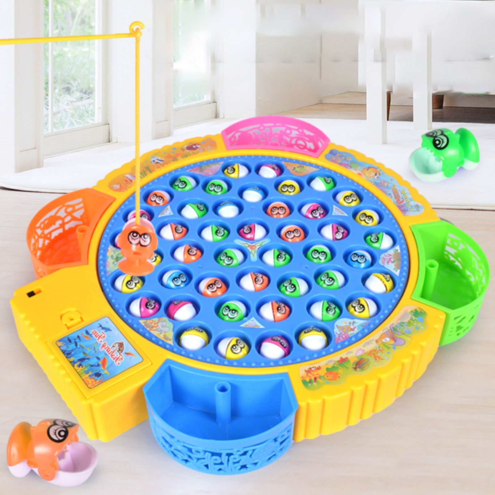 Fishing Game Toy Pole And Rod Fish Board Rotating With Music Includes ...