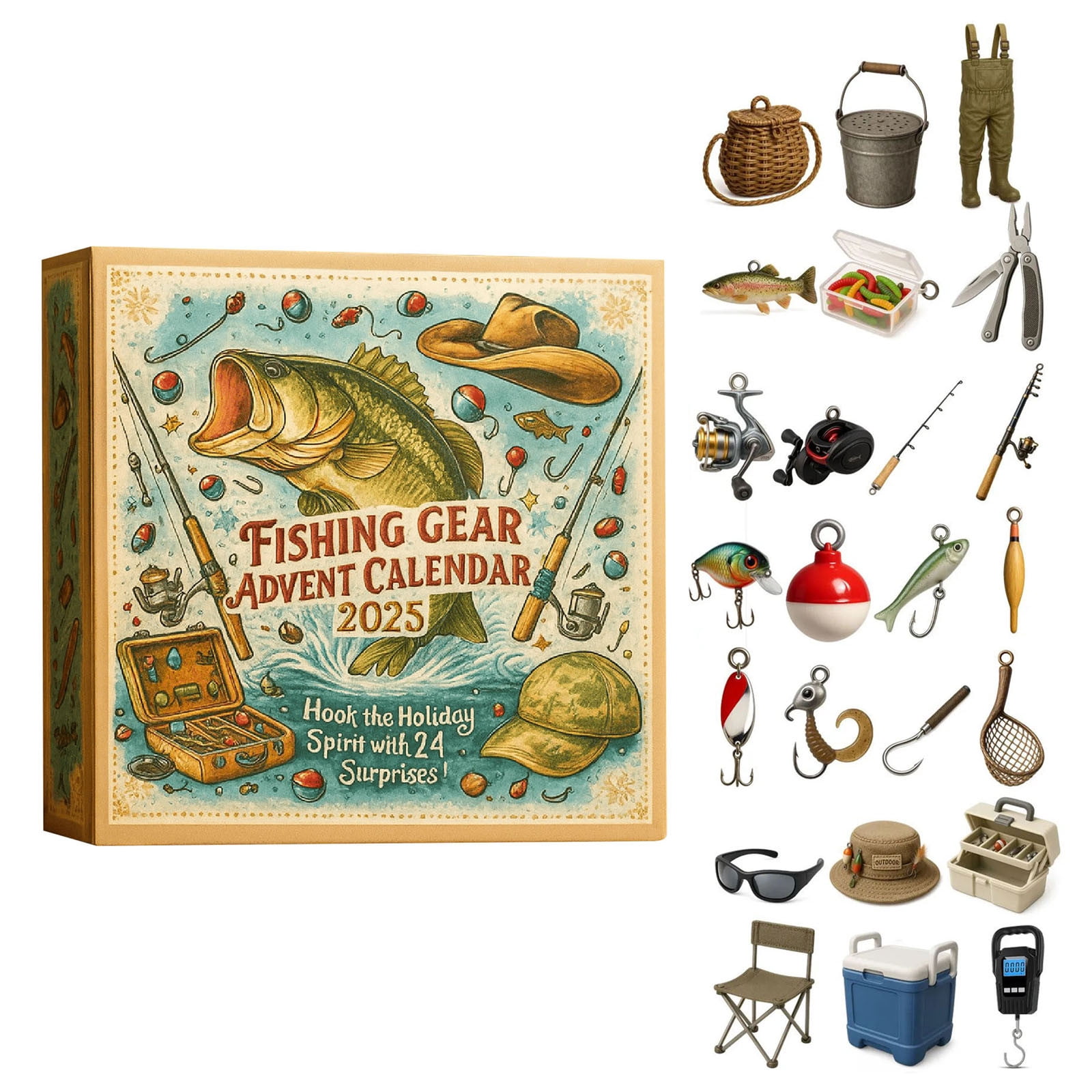 Fishing Gear Advent Calendar 2025,24 Days Christmas Countdown Calendar ...