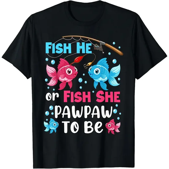 Fishing Gender Reveal Pink Blue Fish Gift for Pawpaw To Be Unisex ...