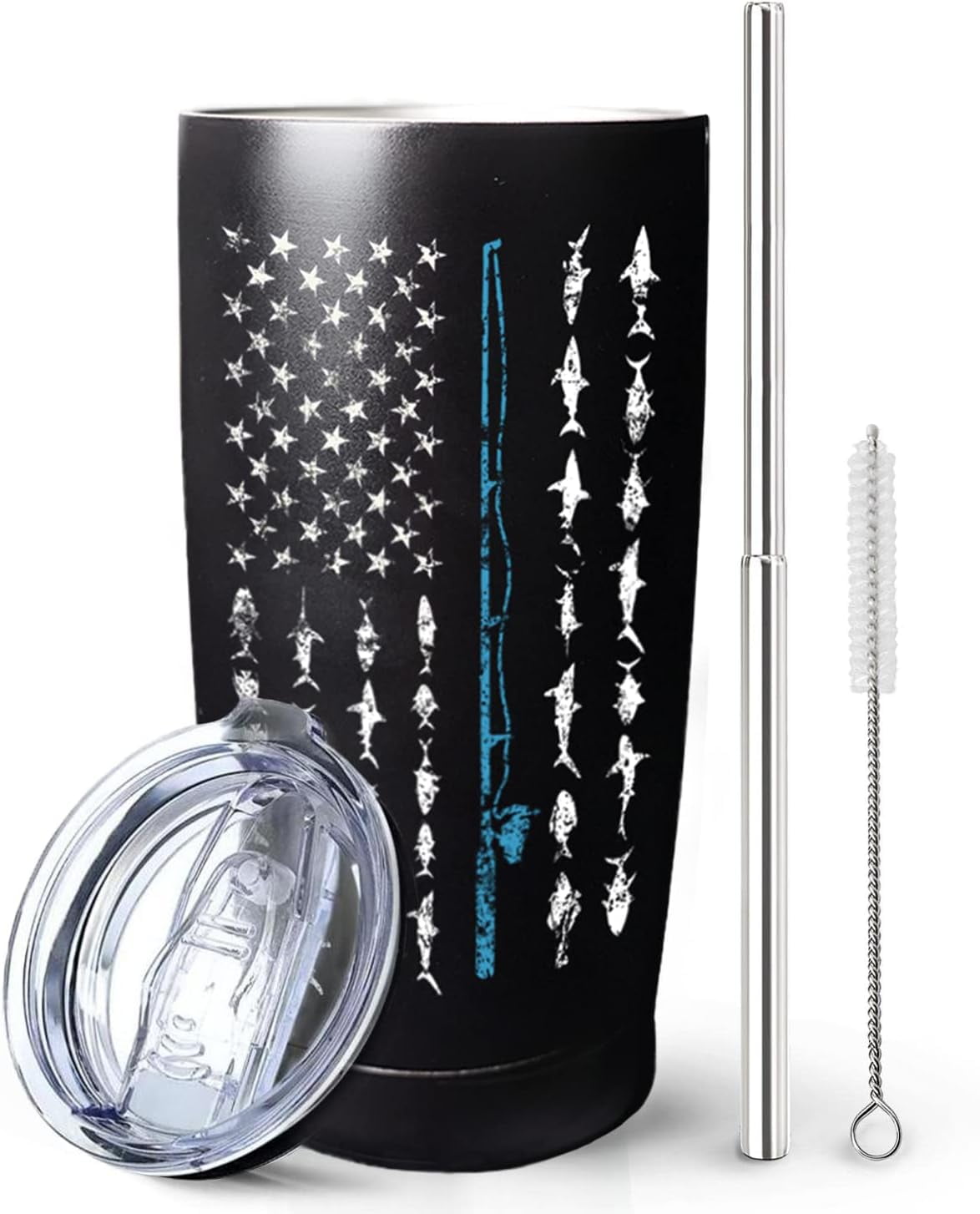 Fishing Gifts for Men, Fishing American Flag Stainless Steel Cups Mug ...