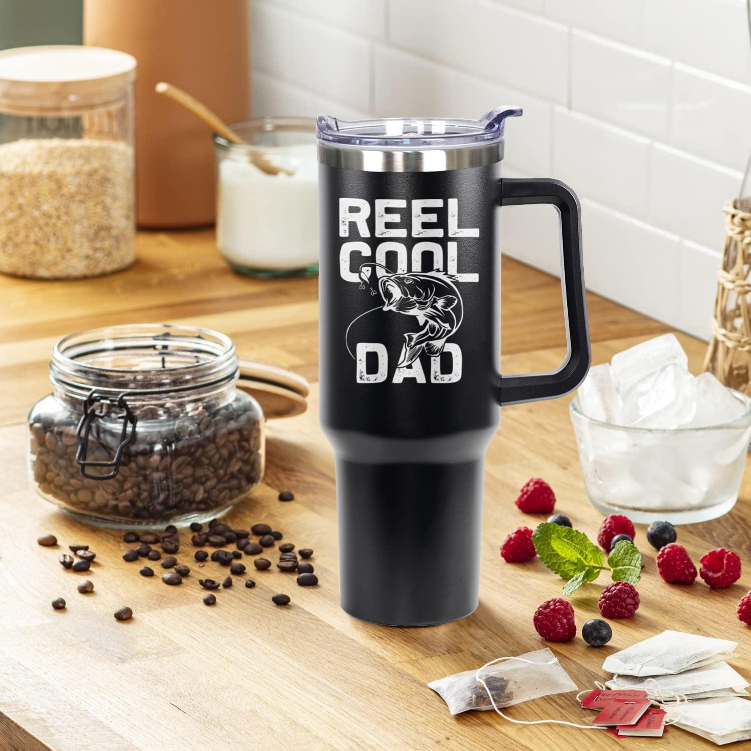 Fishing Gifts for Dad Reel Cool Dad 40 OZ Tumbler Cup Fathers Day ...