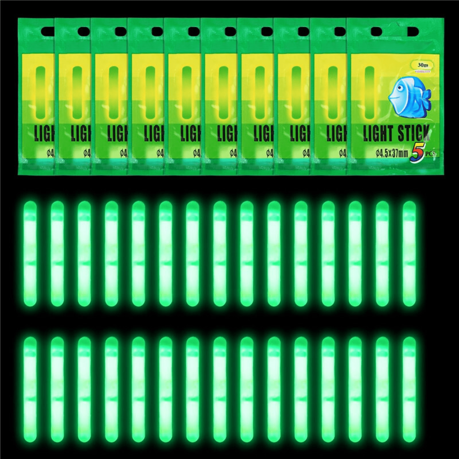 Fishing Glow Sticks 50 pcs Night Lights Tip Glow Rod Sea Coarse Tackle ...