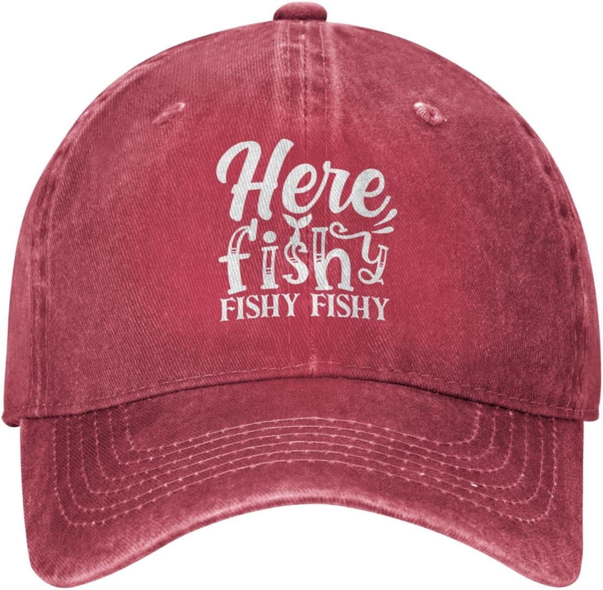 Fishing Hat Here Fishy Fishy Fishy Hat Men Dad Hats Adjustable Hat ...