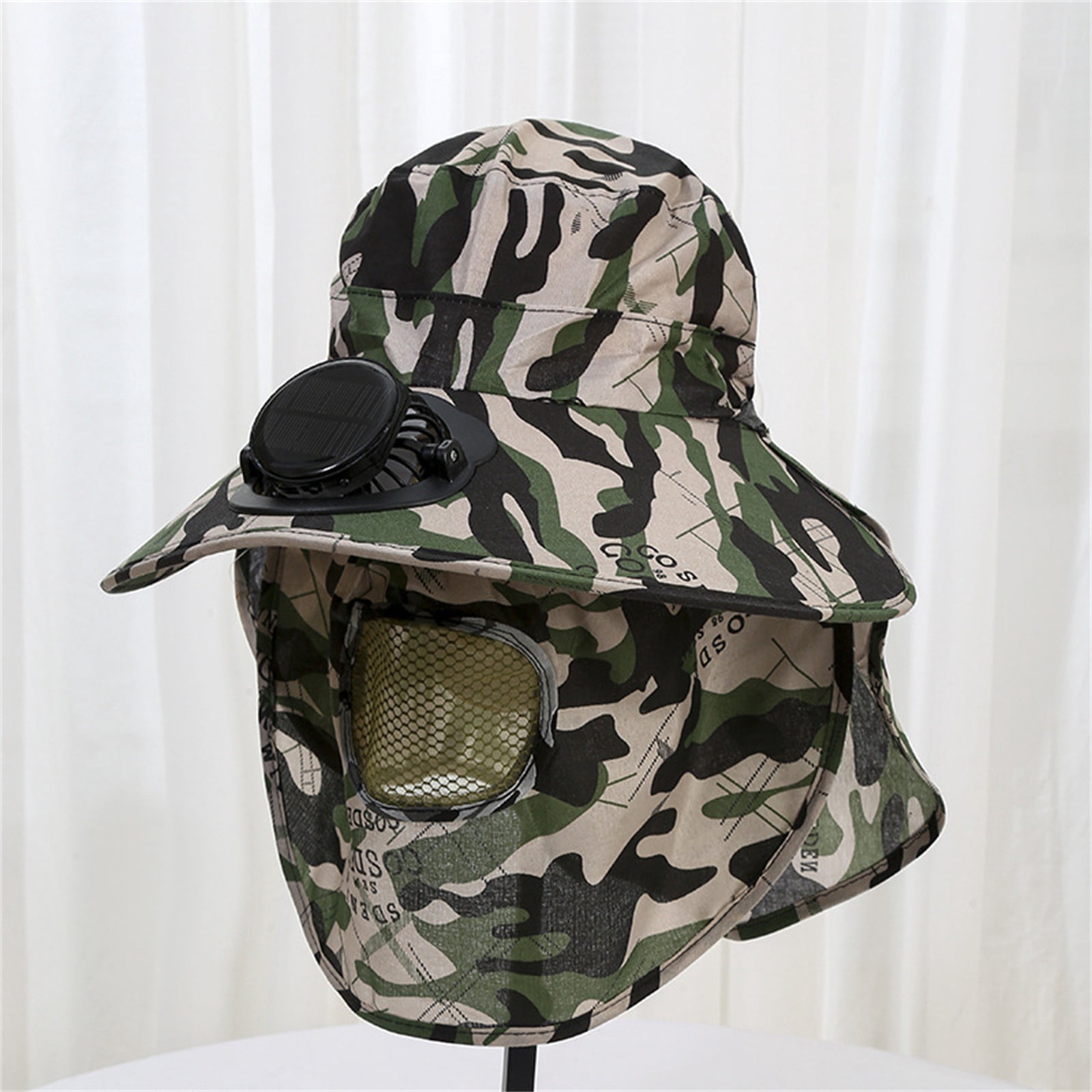 Fishing Hat With Built In Fan Solar Hiking Bucket Hats UPF 50+ Sun ...
