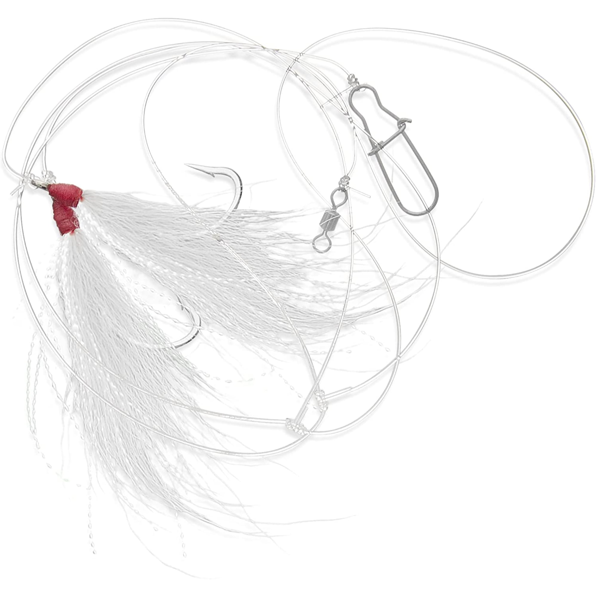 Fishing Hi-Lo Rigs – White BUCKTAIL Teaser Hook for Saltwater – Size 5/ ...