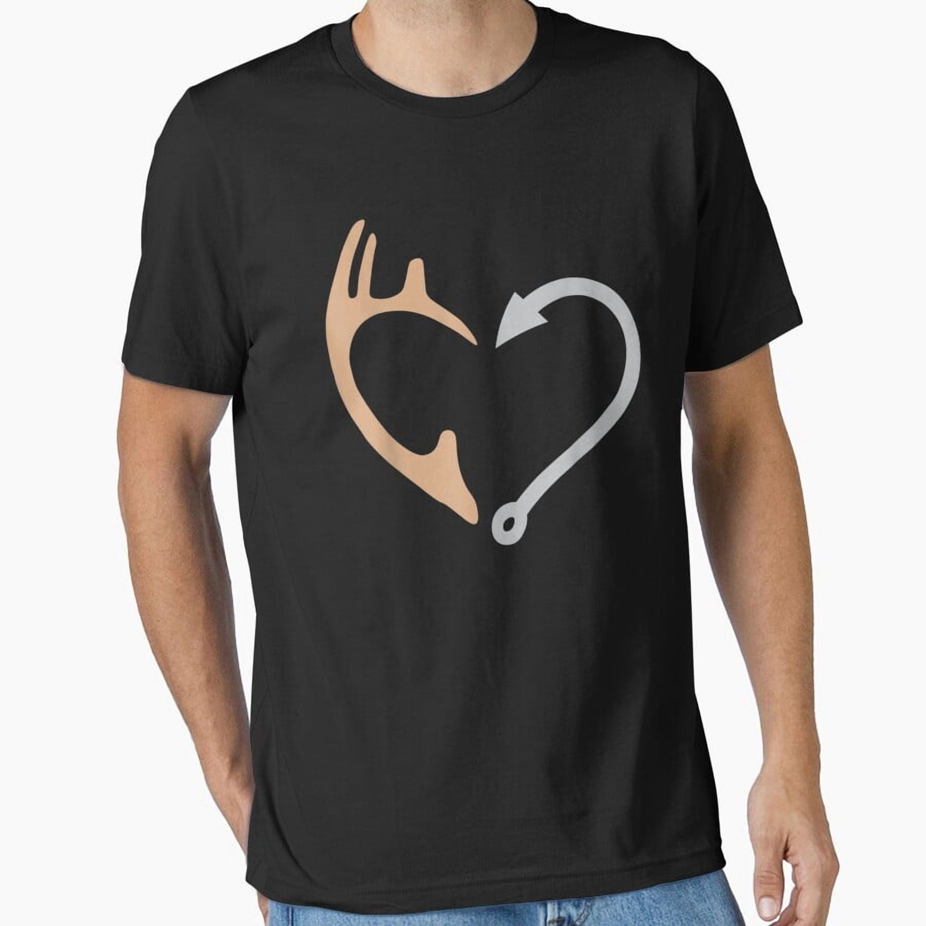 Fishing Hook Deer Antlers Shed Hunting Fishing Lover Outdoors T-Shirt ...