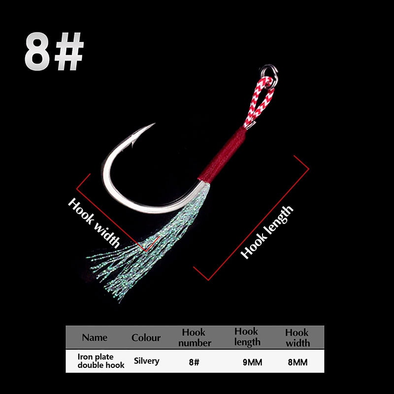 Fishing Hook Jig Double PairHooks Barbed Thread Feather Accessories Pesca High Carbon Steel ...