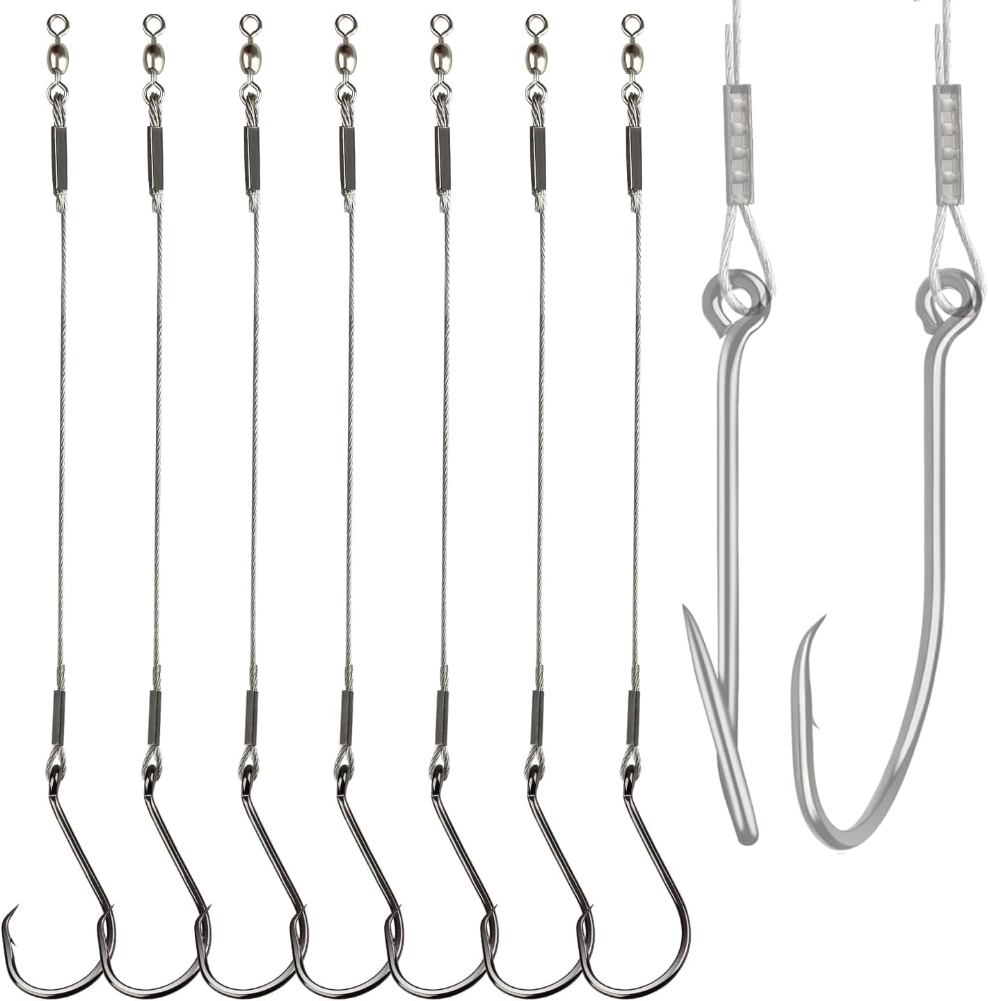 Fishing Hook Rigs 25/50 Pack - Circle Hook 1/0-10/0 with Stainless ...