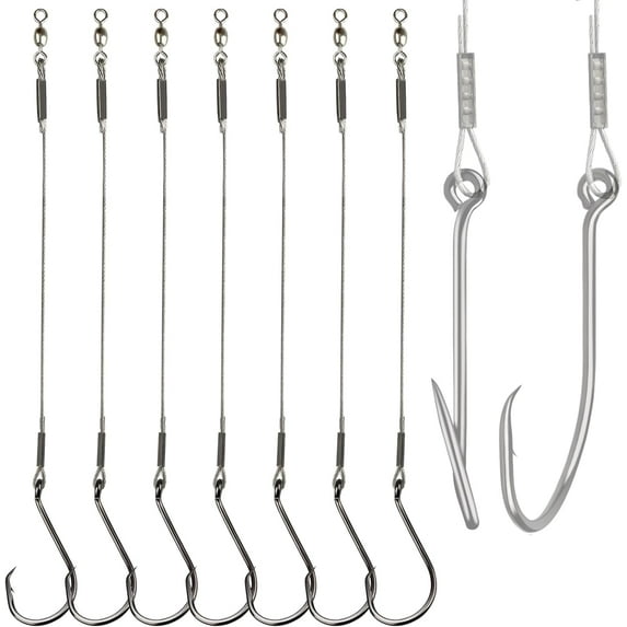 Fishing Hook Rigs 25/50 Pack - Circle Hook 1/0-10/0 with Stainless ...