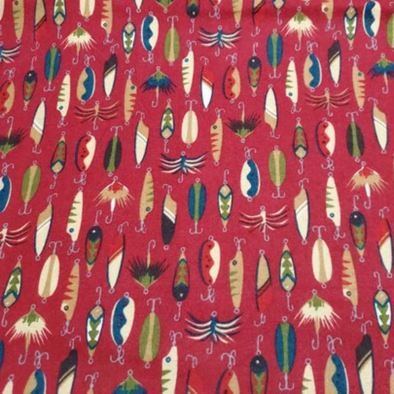 Fishing Hooks Red Flannel Fabric - Walmart.com