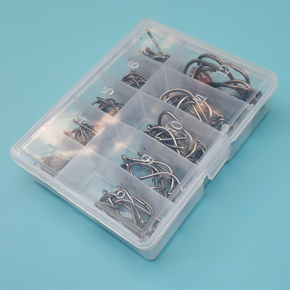 Fishing Hooks Set 100Pcs Box 10 Size Single Circle Jip Barbed Carp ...