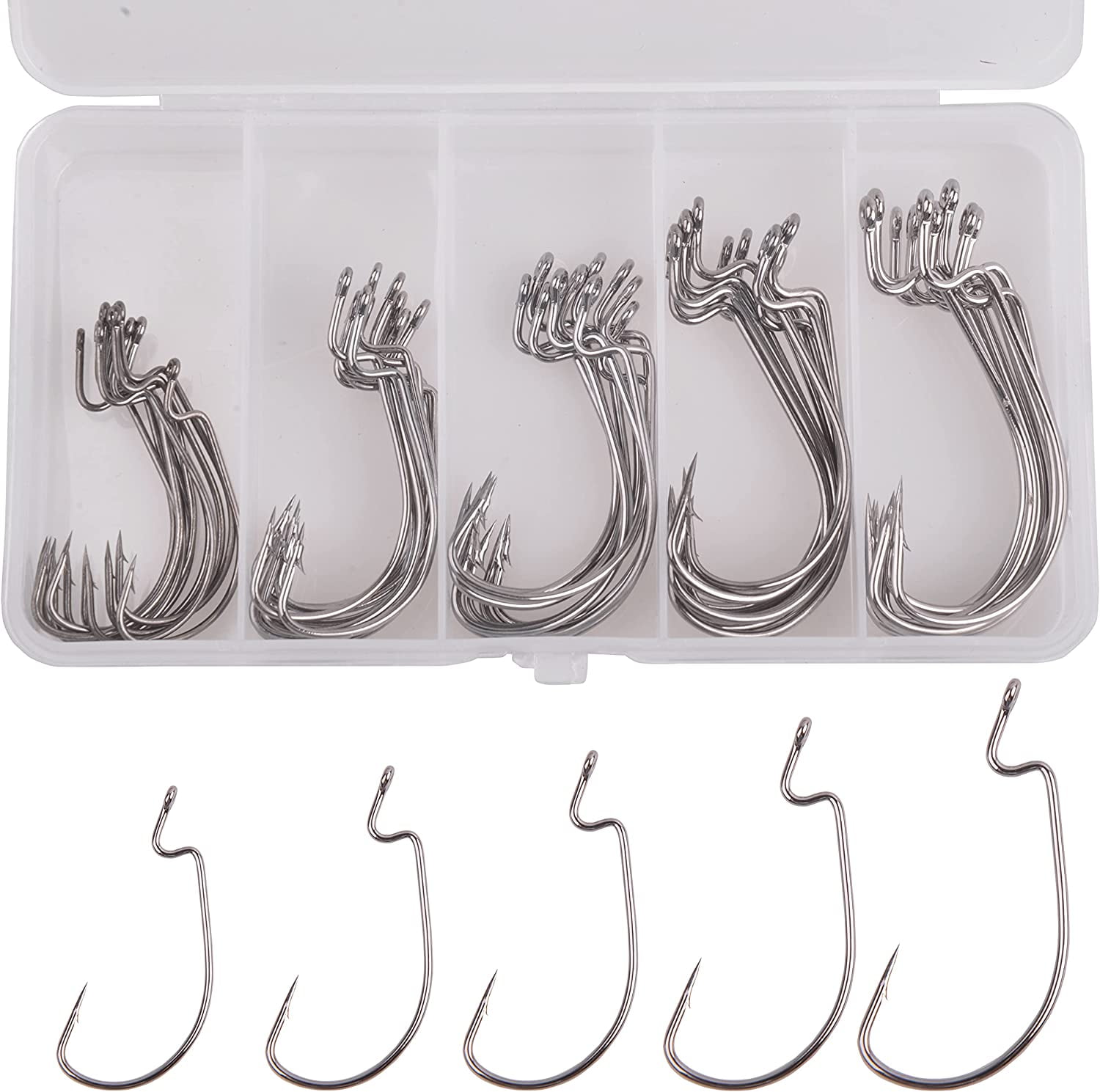 50pcs High Carbon Steel Fishing Hooks Set for Bass, Trout, Salmon - Walmart.com