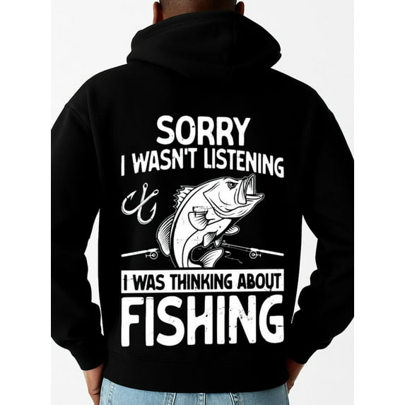Fishing Humor Hoodie sweatshirt fishing men machine washable black ...