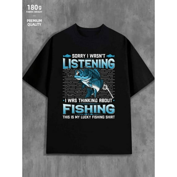 Fishing Humor Tee men fishing 180G 100% Cotton black for 60 year old ...