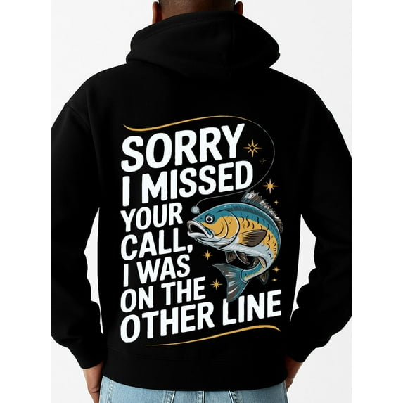 Fishing Humor graphic hoodies fishing mens regular fit black Comfy ...