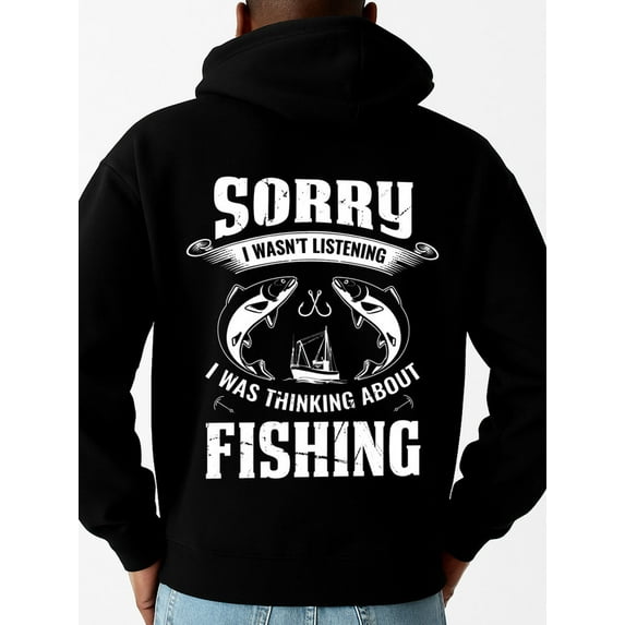 Fishing Humor hoodies fish for men regular fit black New Spring and ...