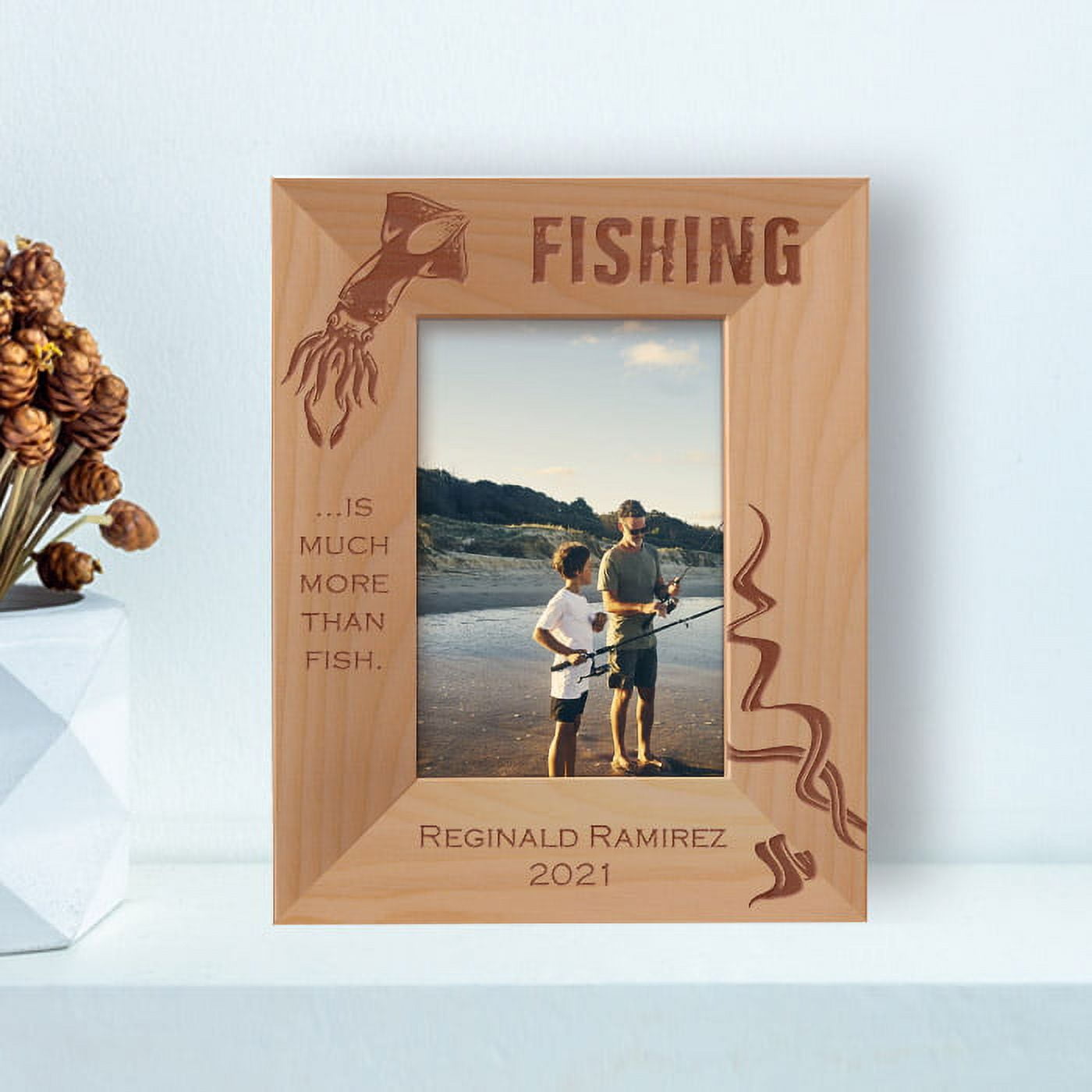 Fishing Is Much More Than Fish Personalized Wooden Frame 3 1/2" x 5 ...