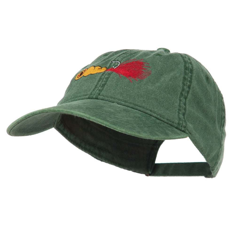 Fishing Jig Embroidered Washed Cotton Cap - Dark Green OSFM - Walmart.com
