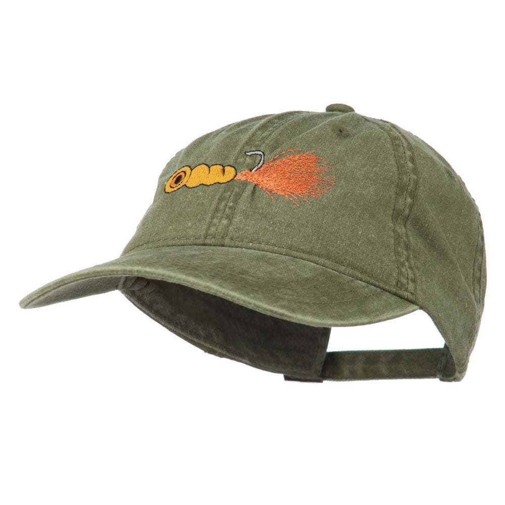 Fishing Jig Embroidered Washed Cotton Cap - Olive Green OSFM - Walmart.com