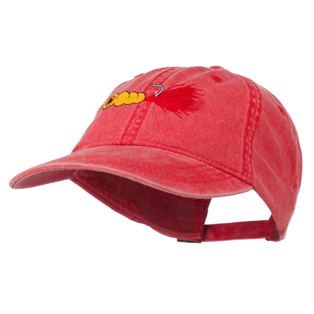 Fishing Jig Embroidered Washed Cotton Cap - Red OSFM - Walmart.com