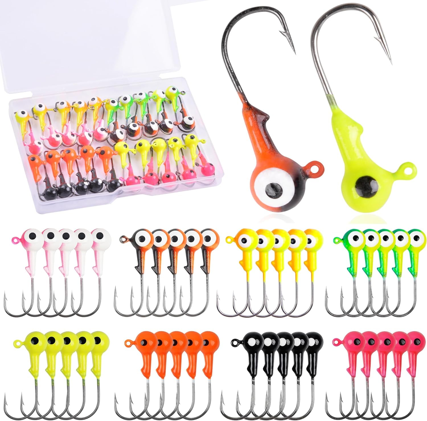 Fishing Jig Head Hooks Round Ball Head Fishing Jigs Hook Bass Lures Crappie Jig Heads for Trout ...