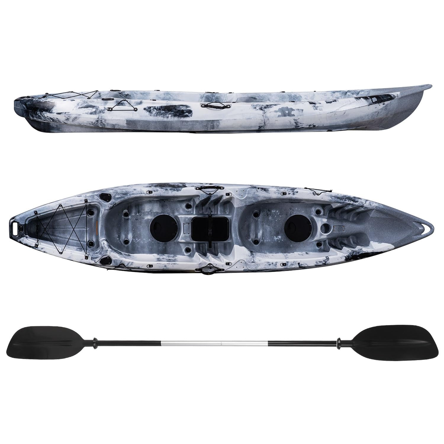 Fishing Kayaks, 12.4FT Sit on Top Kayak for 2 or 3 Person with Paddle ...