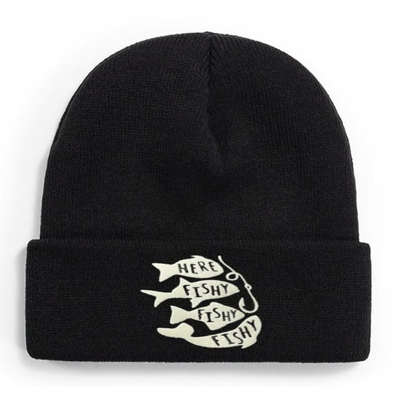Fishing Knit Beanie Hat - Here Fishy Fishy Fishy Winter Fishing Hats ...