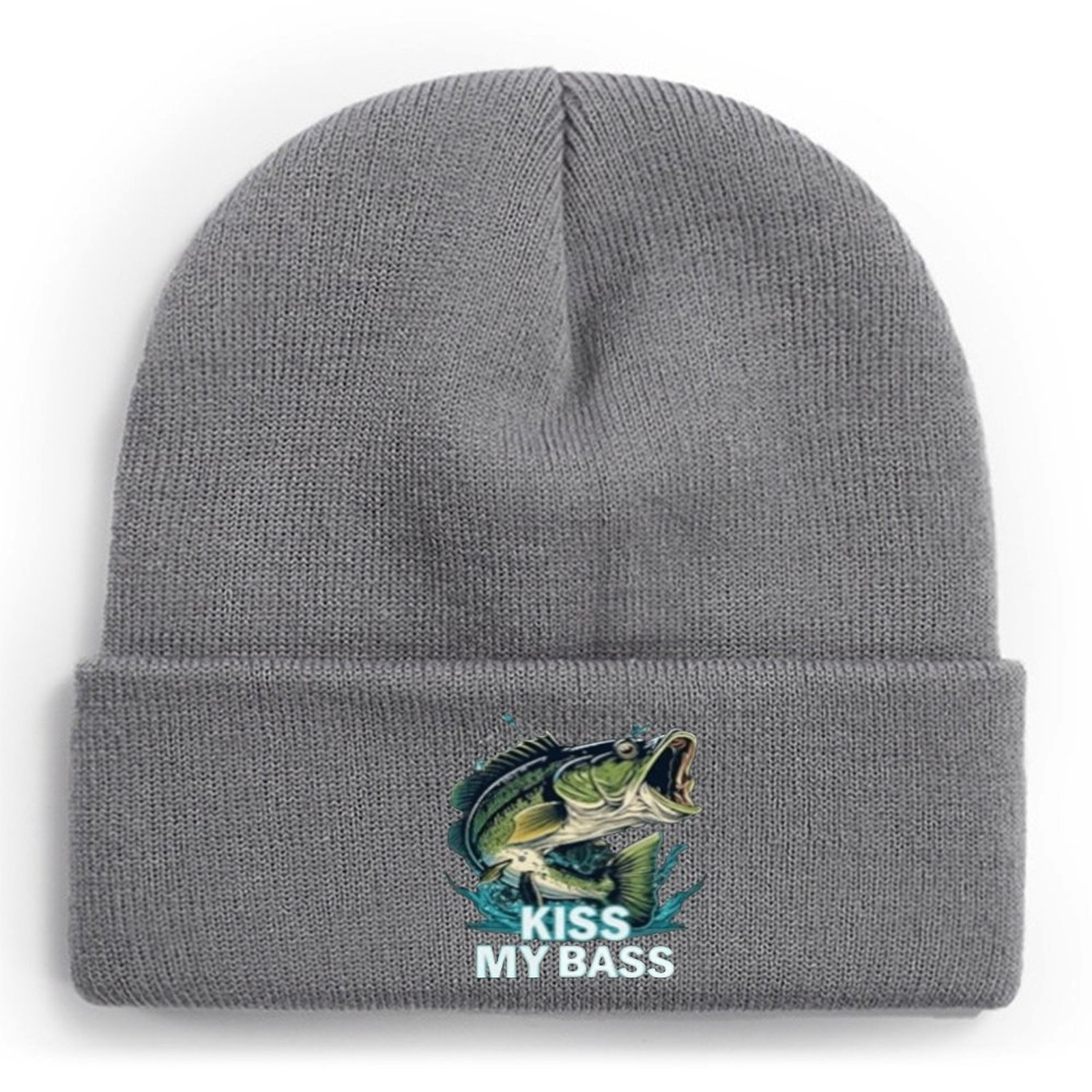 Fishing Knit Beanie Hat - Kiss My Bass Winter Fishing Hats for Men ...