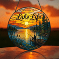 Fishing Lake Suncatcher Window Hanging Acrylic Stained Glass Gift for ...