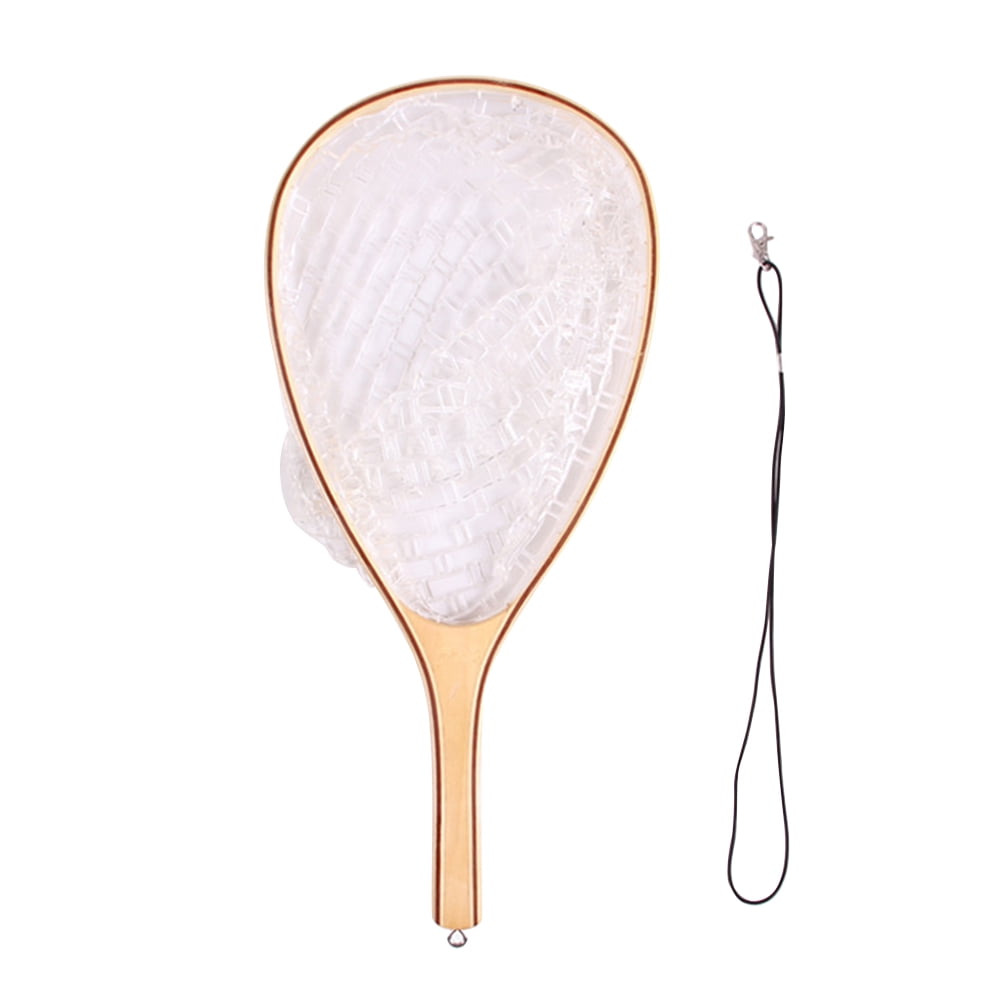 Fishing Landing Net With Wooden Pole, Rubber Fishing Net Fish Landing ...