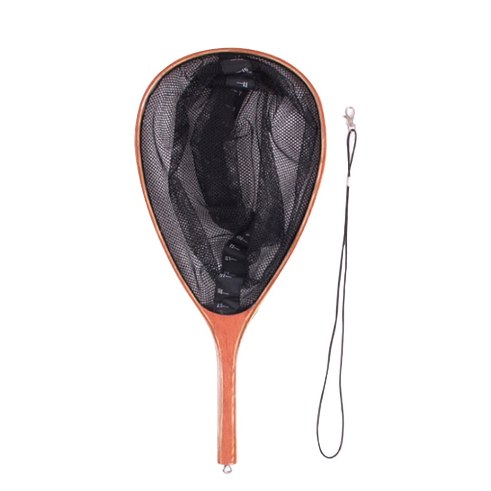 Fishing Landing Net With Wooden Pole, Rubber Fishing Net Fish Landing ...
