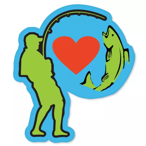 Fishing Love Fish Fisherman Sticker Phone Decal Water Bottle Stickers ...