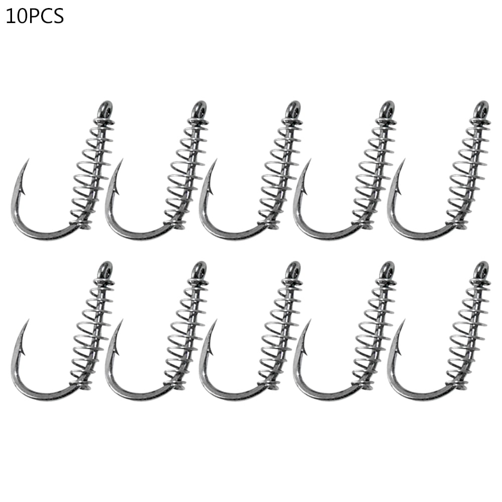 Fishing Lure, 10Pcs Sharpened Carbon Steel Chub Spring Fishing Hooks ...