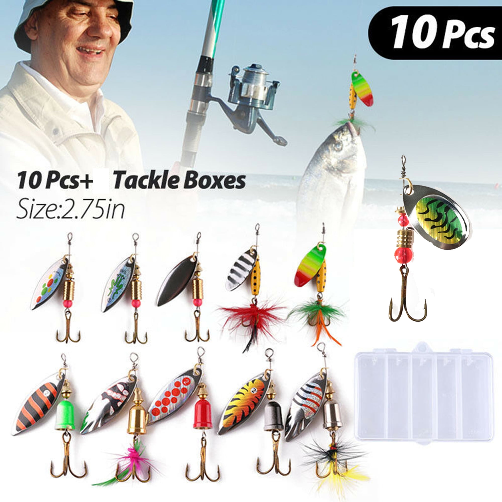 Walmart Fishing Lure 10pcs Set for Trout, Fresh Water Bass, Spinner ...
