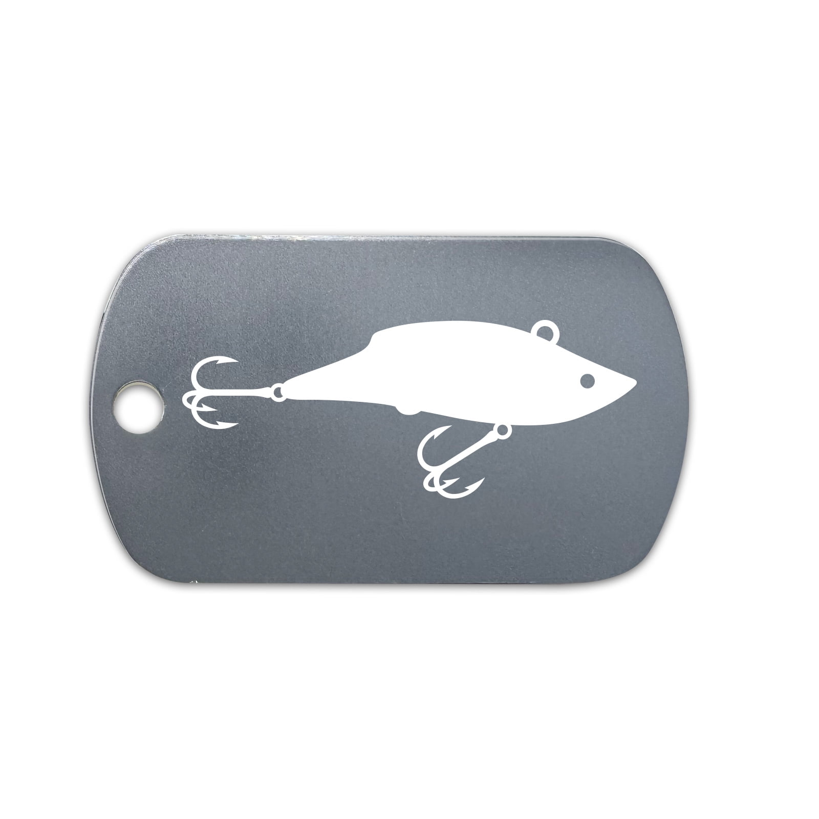 Fishing Lure GI Dog Tag Aluminum Keychain bass gone fishing fish reel ...