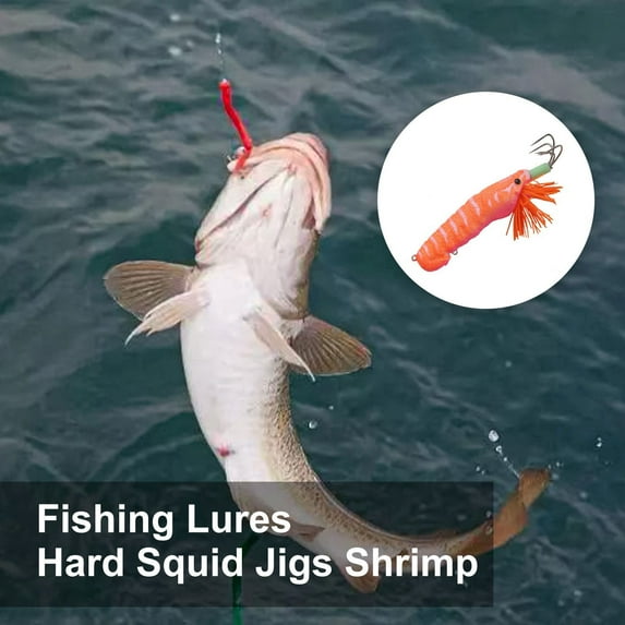 Fishing Lure Octopus Ultra-Sharp Plastic Shrimp Cuttlefish Squid Hook ...