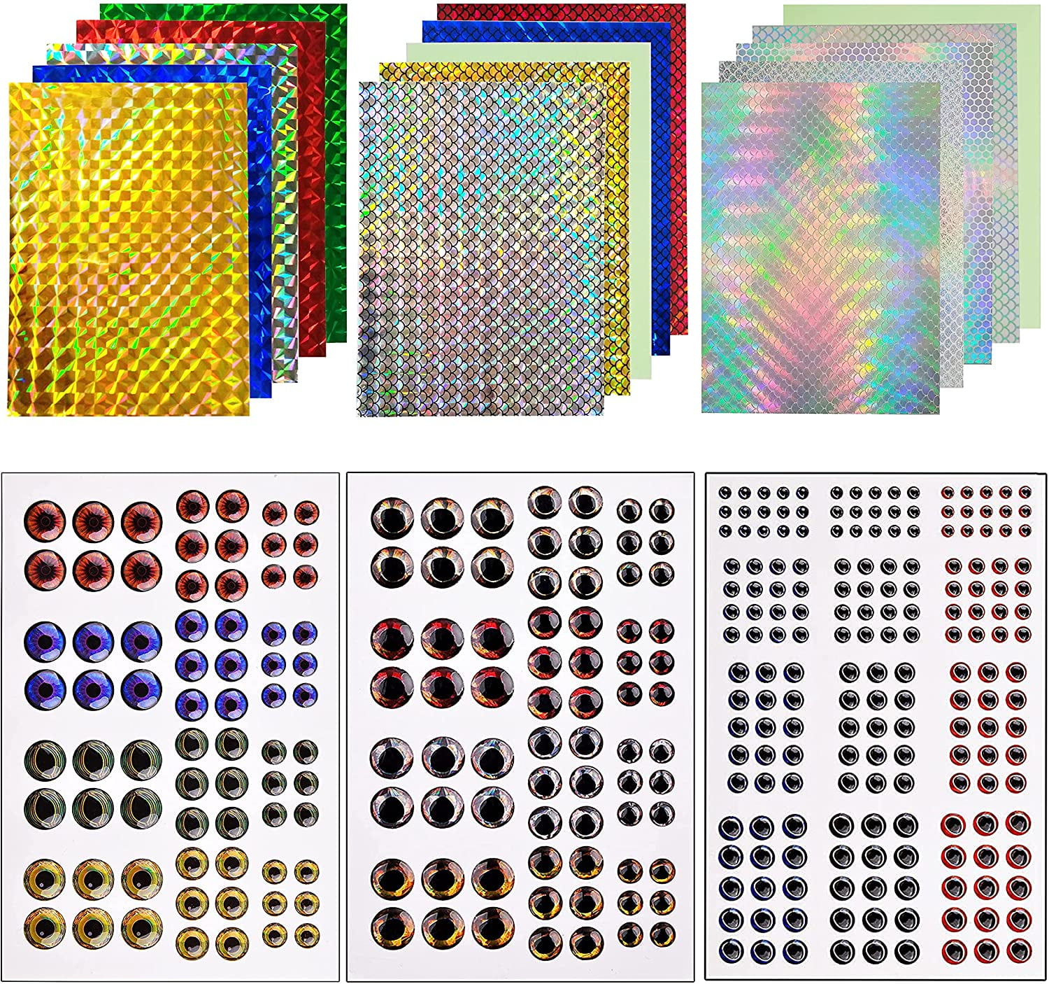 Fishing Lure Sticker and Fish Eyes, 342Pcs Holographic Adhesive Flash ...