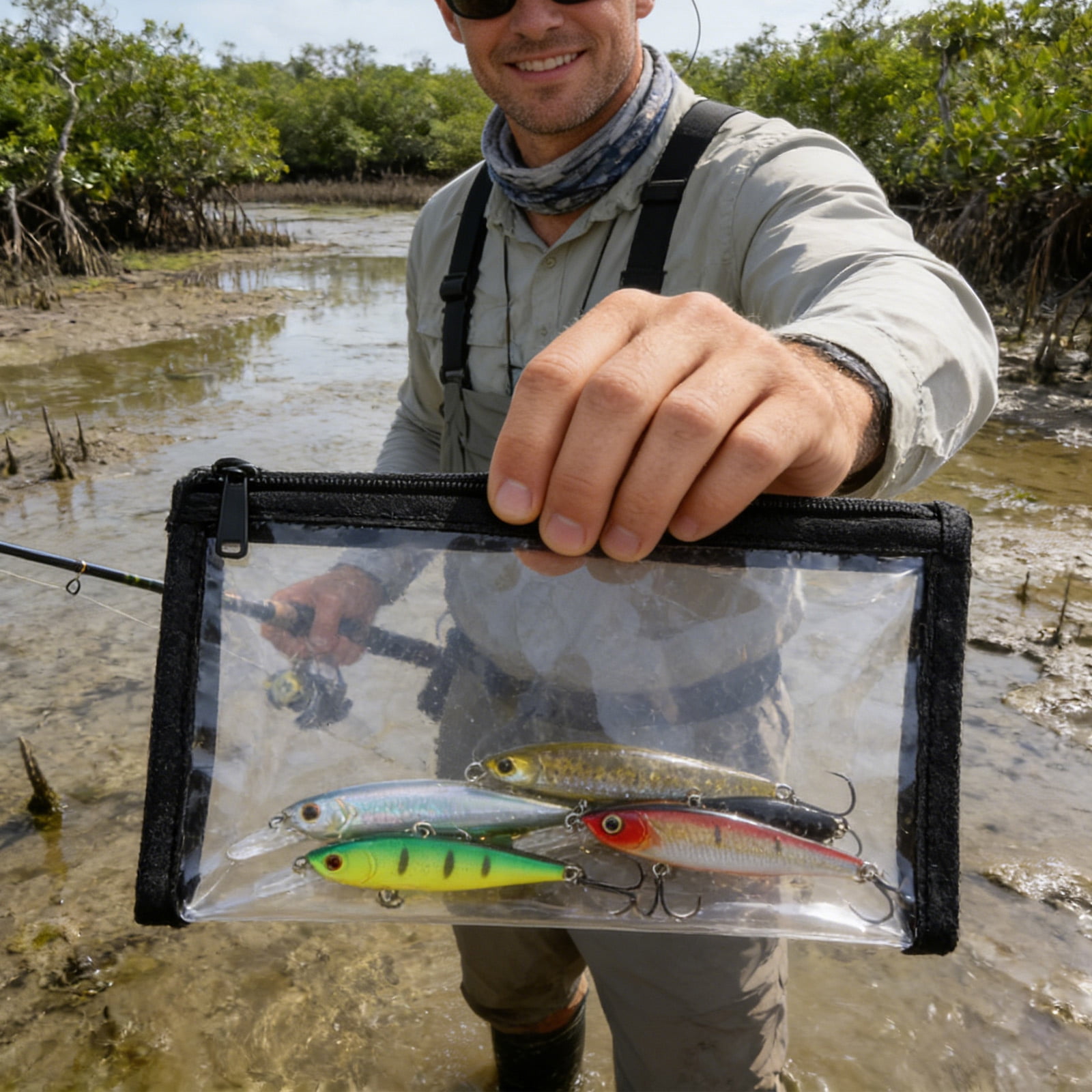 Fishing Lure Storage Bag Transparent With Black Edges Large Size 1 Pack ...